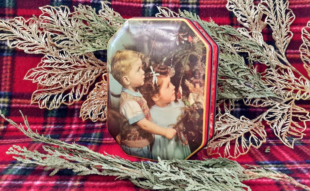 Vintage blue Bird Toffee Advertising Tin Box Children Admiring ...