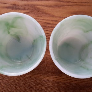 Rare Pair of Jadeite Green and White Slag Glass Akro Agate Small Flower ...