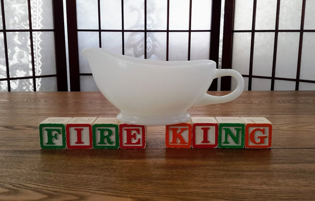 Vintage Anchor Hocking Fire-king White Glass Restaurant Ware Gravy ...