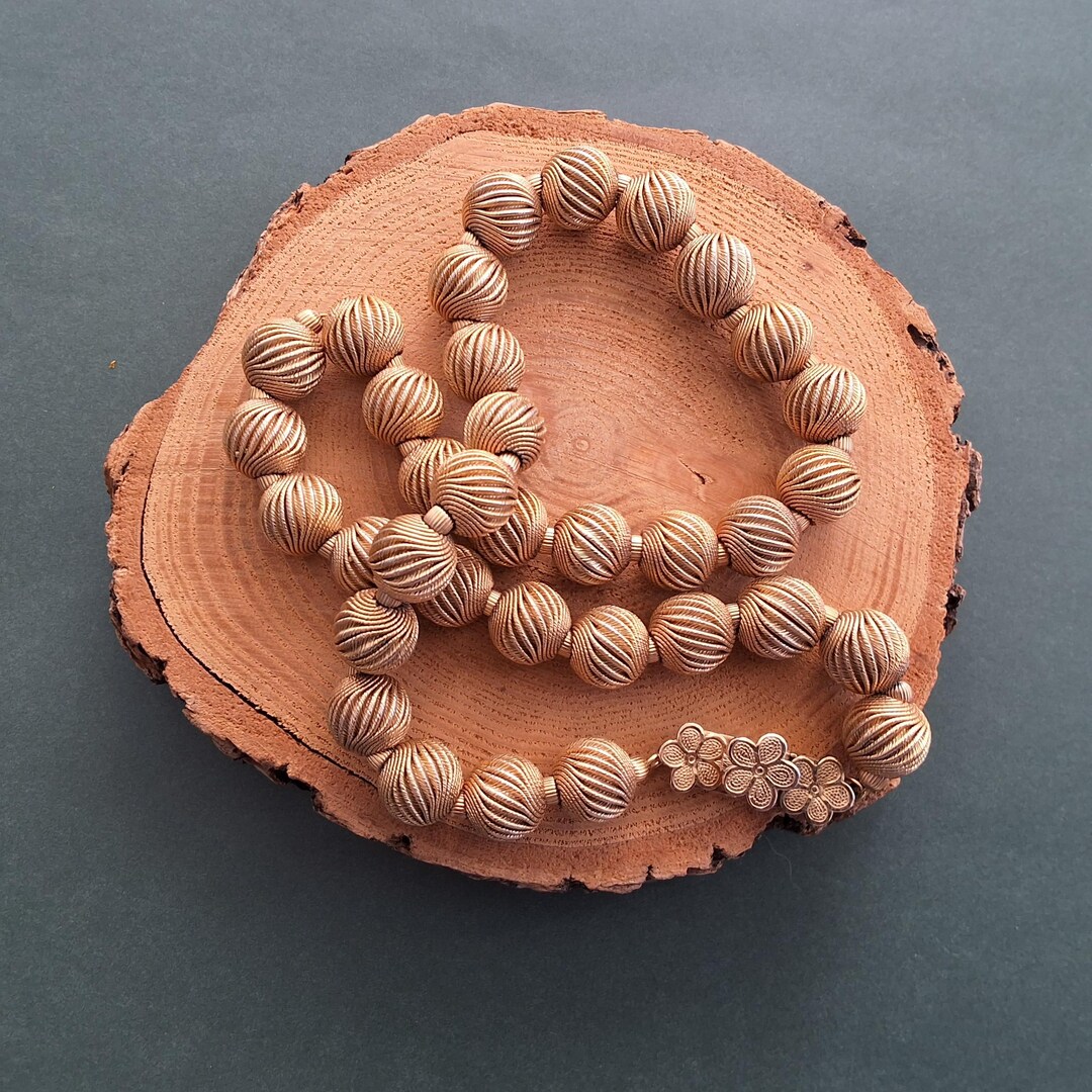 Vintage "eugene" Signed Gold Tone Metal Wire Wrapped Beads Three ...