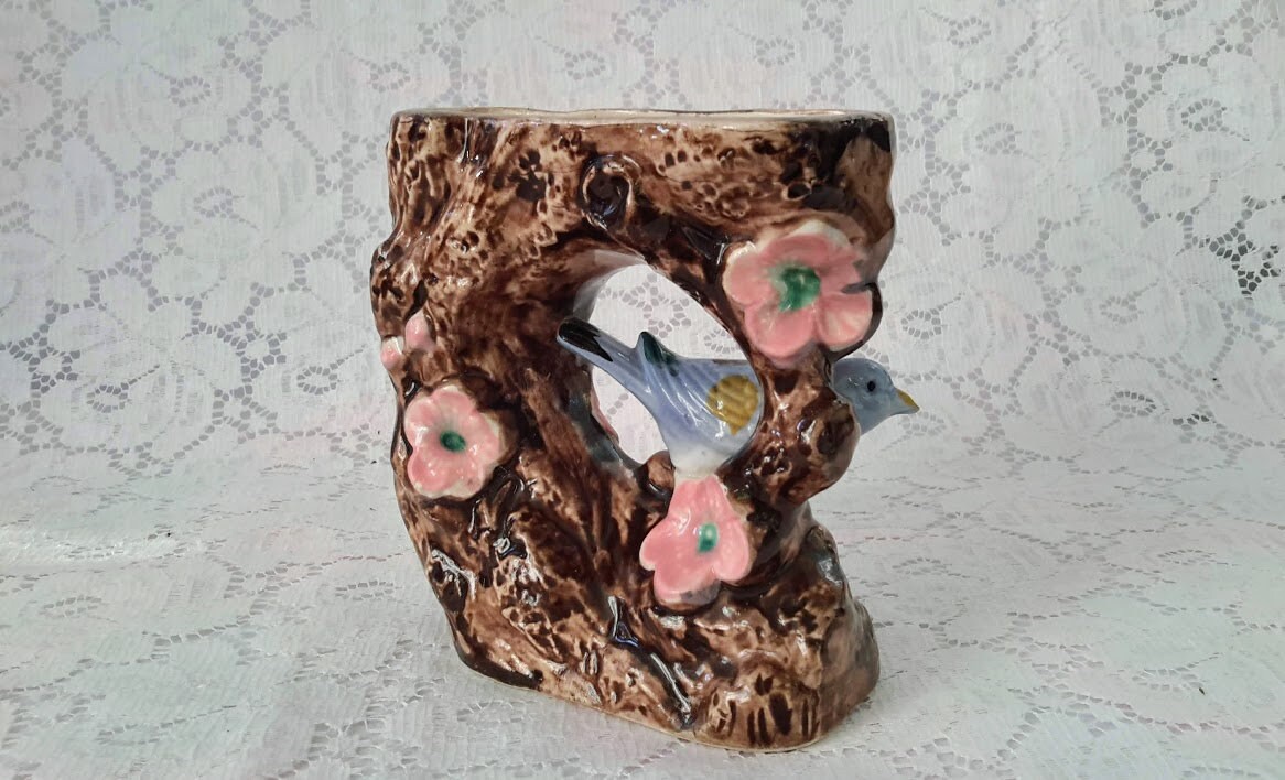 Vintage Made in Japan Blue Bird in Brown Tree With Pink | Etsy