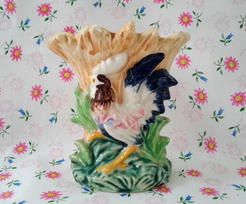 Vintage Ceramic Chicken Rooster Wall Pocket Vase Made in Japan - Etsy