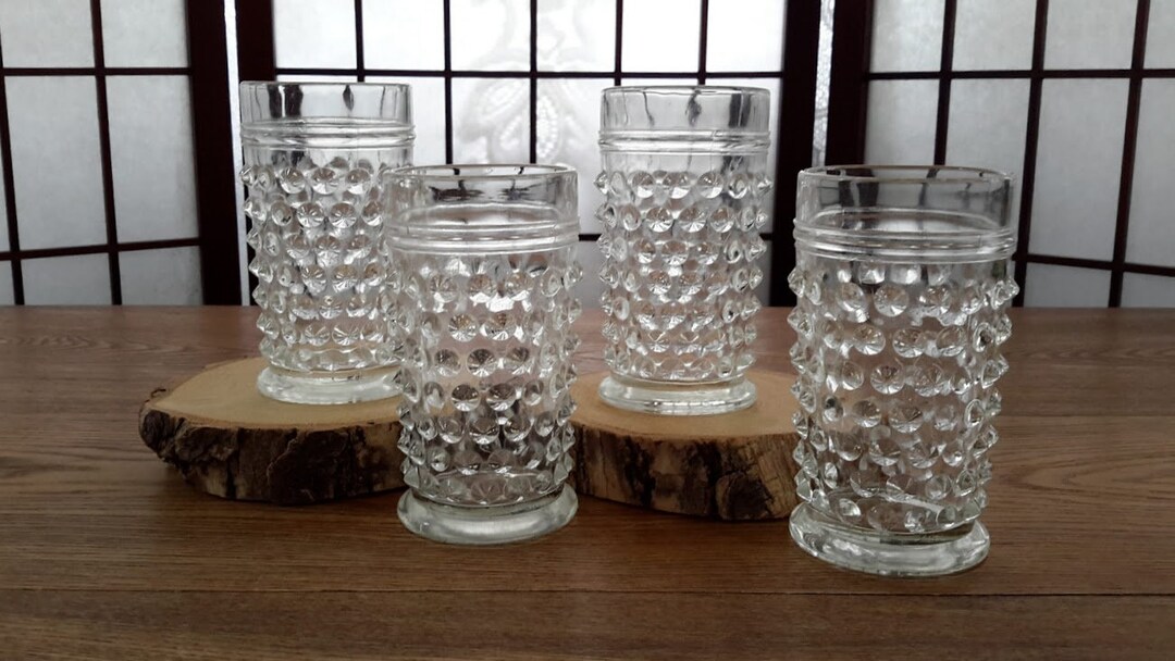 Vintage Anchor Hocking ''hobnail'' Pattern Clear Glass Set of Four ...