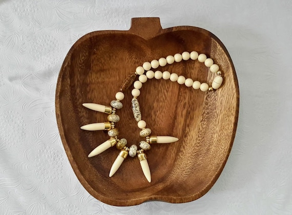 Vintage Safari Style Plastic Ivory Claws Marble Brown… - Gem