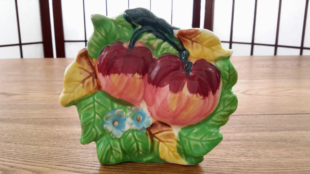 Vintage Shafford Japan Hand-painted Apples and Leaves Ceramic Wall ...