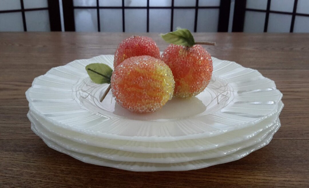 Vintage Corex Made in Canada Set of Four (4) Ivory Colored Glass 6.5 ...