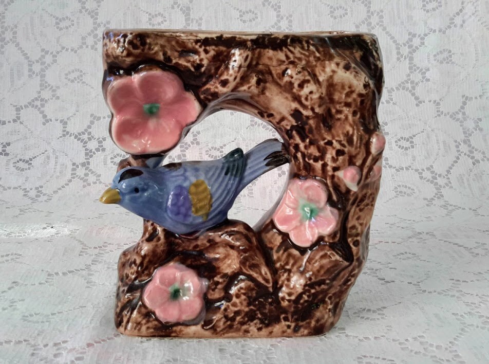 Vintage Made in Japan Blue Bird in Brown Tree With Pink | Etsy