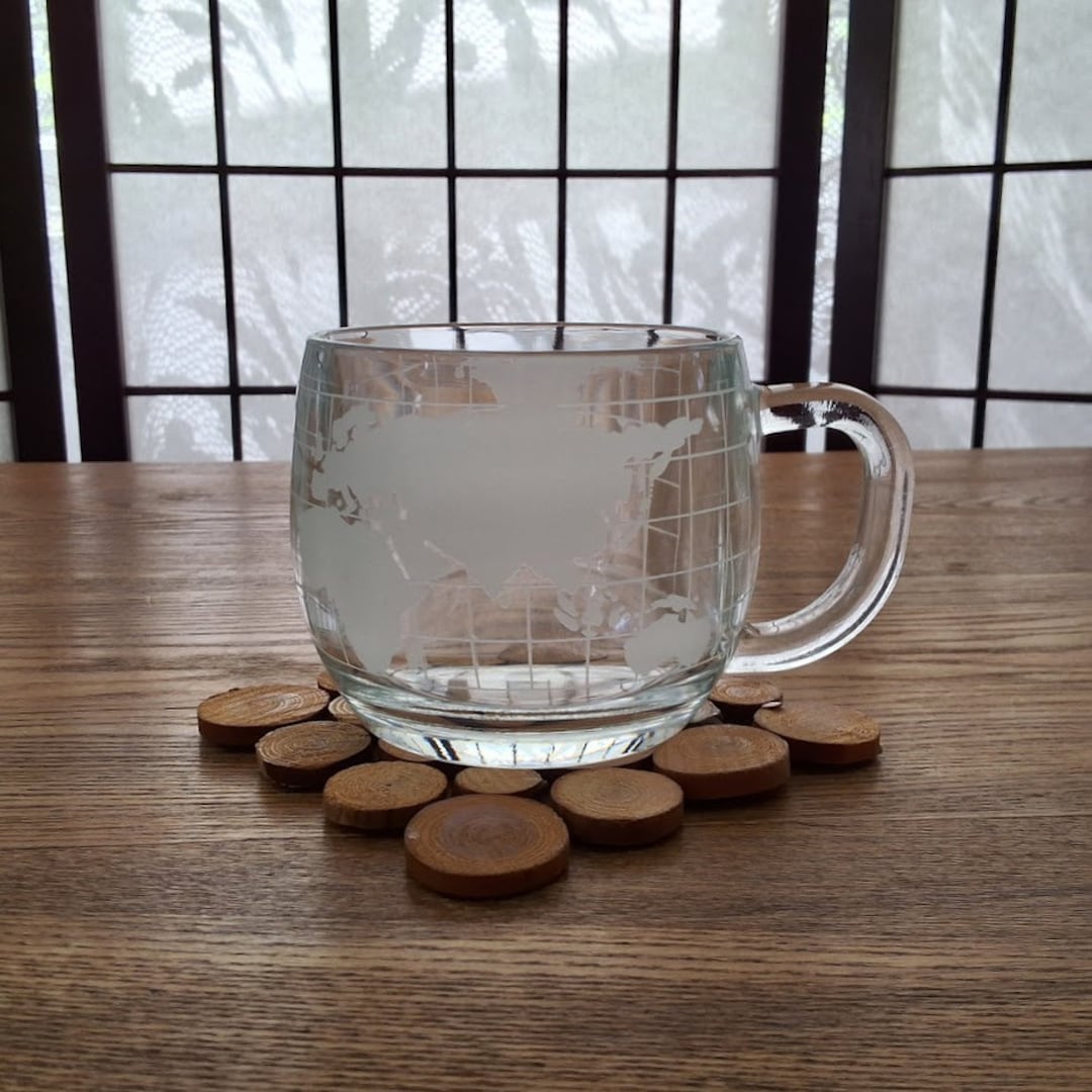 Vintage Unmarked Nestle Nescafe Instant Coffee Glass World Map Globe ...