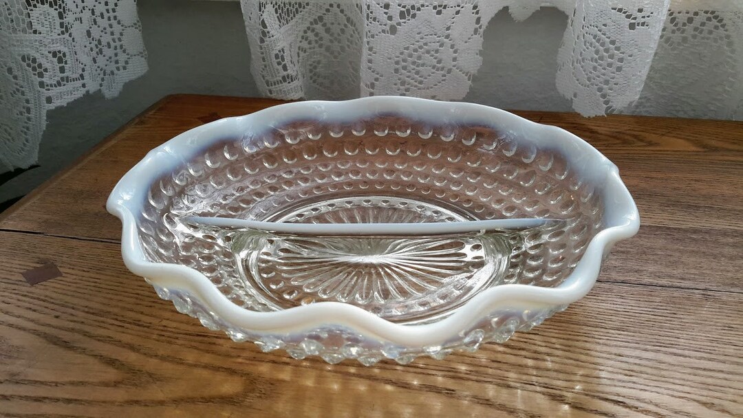 Vintage Anchor Hocking ''moonstone'' Hobnail Pattern Two Sections Round ...