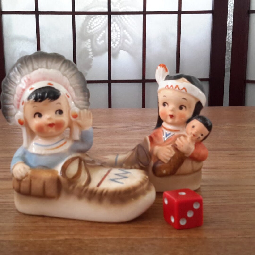 Vintage Japan Ceramic First Nations Native American Children in ...