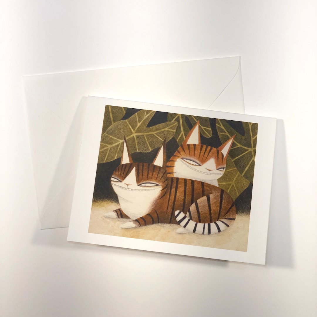 Two Cats Folded Card - Etsy