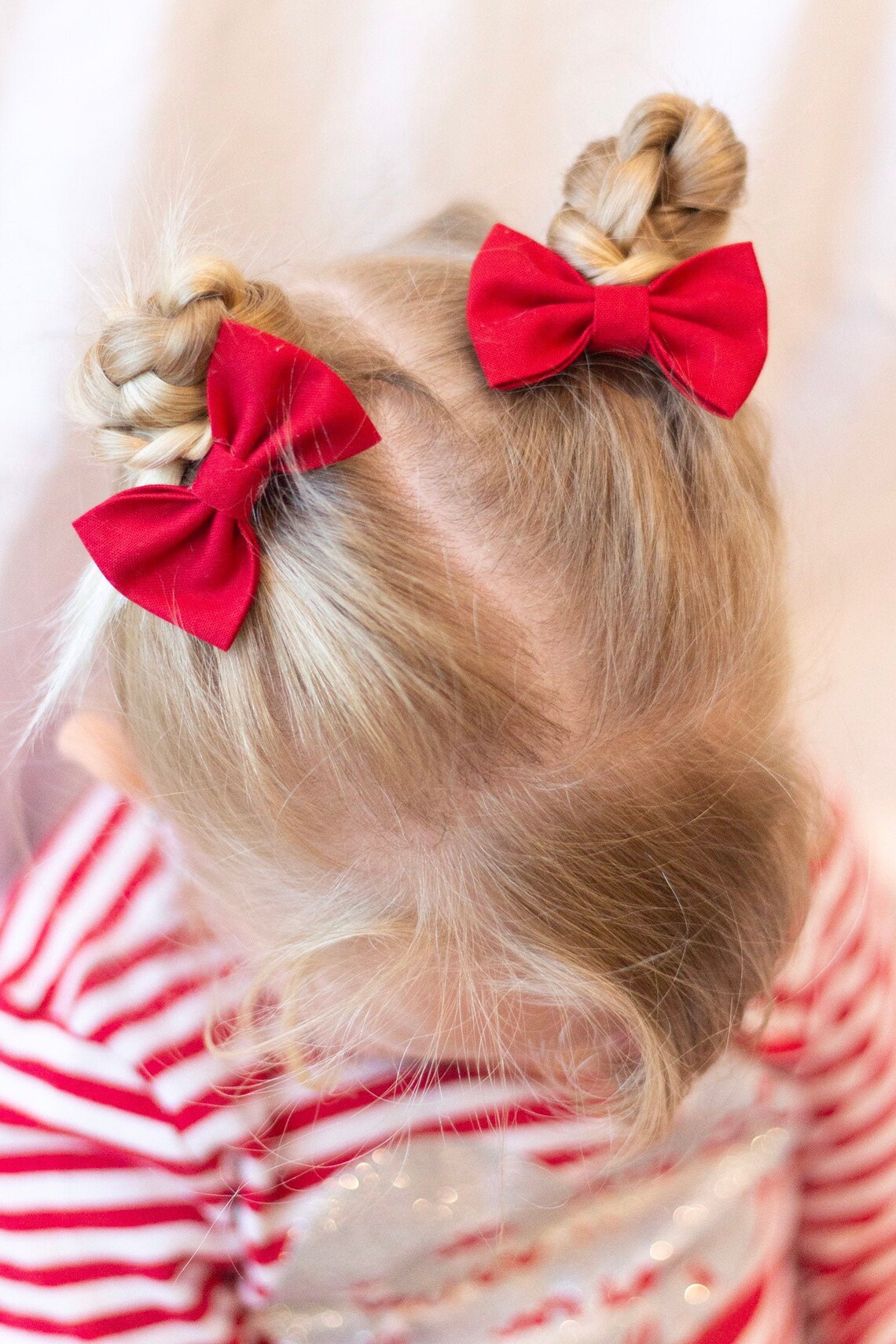 Red Pigtail Bow Pigtail Bow Set Christmas Hair Bows | Etsy