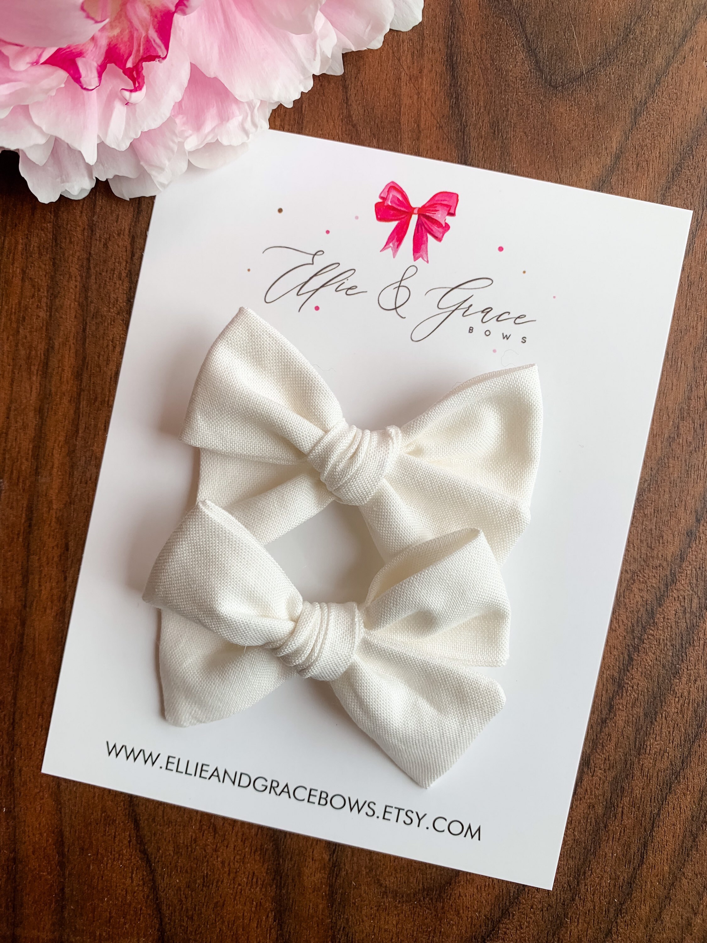 Cream Cotton Fabric Pigtail Bow Set Bows for Girls - Etsy Canada