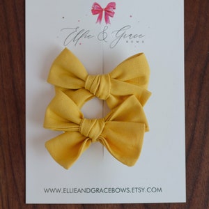 Mustard Yellow Fall Hair Clips - Bows for Girls - Pigtail Bow Set ...