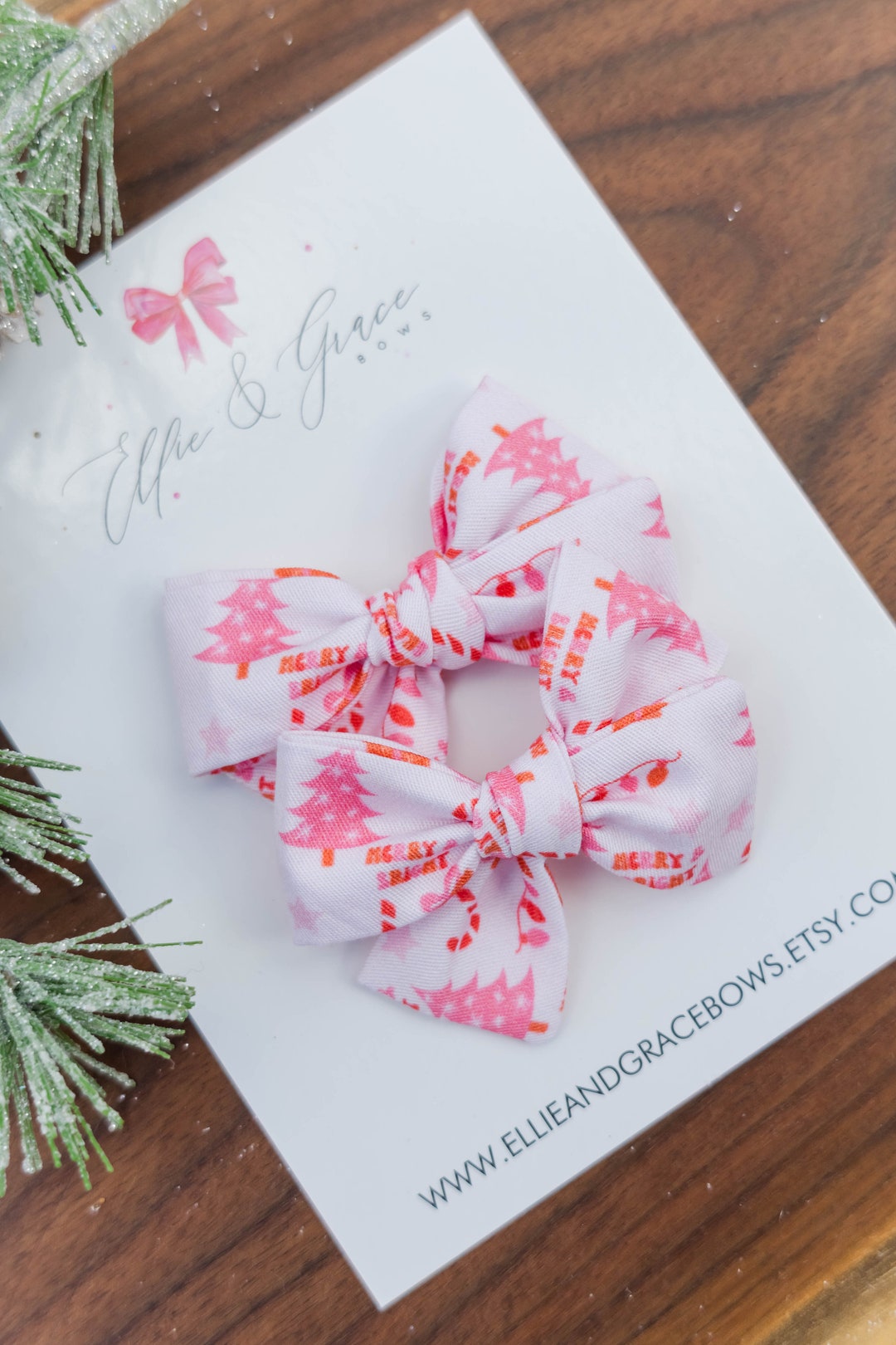 Merry Christmas Bows for Girls - Pigtail Bow Set - Etsy