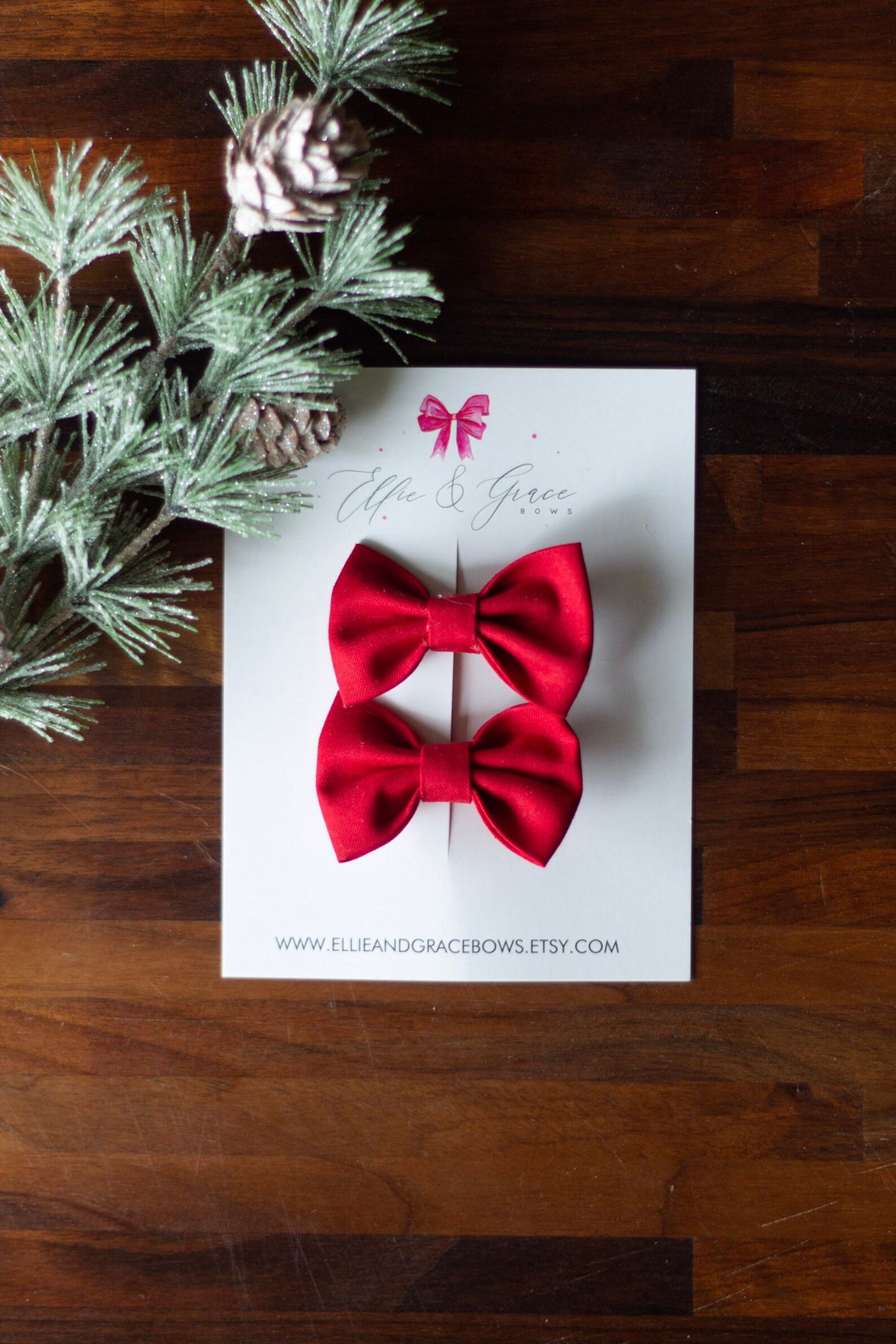 Red Pigtail Bow Pigtail Bow Set Christmas Hair Bows - Etsy