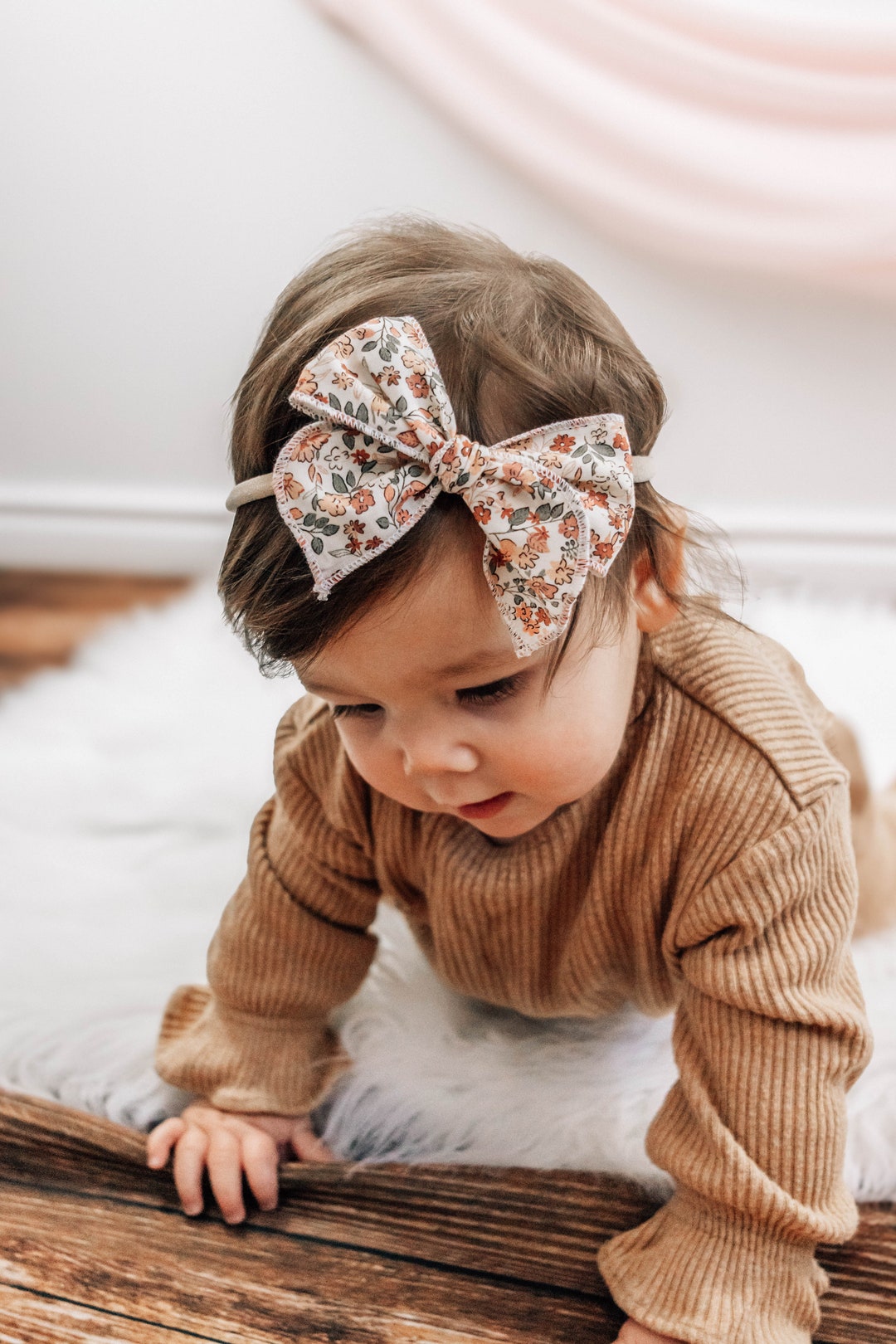 Dainty Floral Hand Tied Hair Bow - Cotton Fabric Bow - Bows With ...