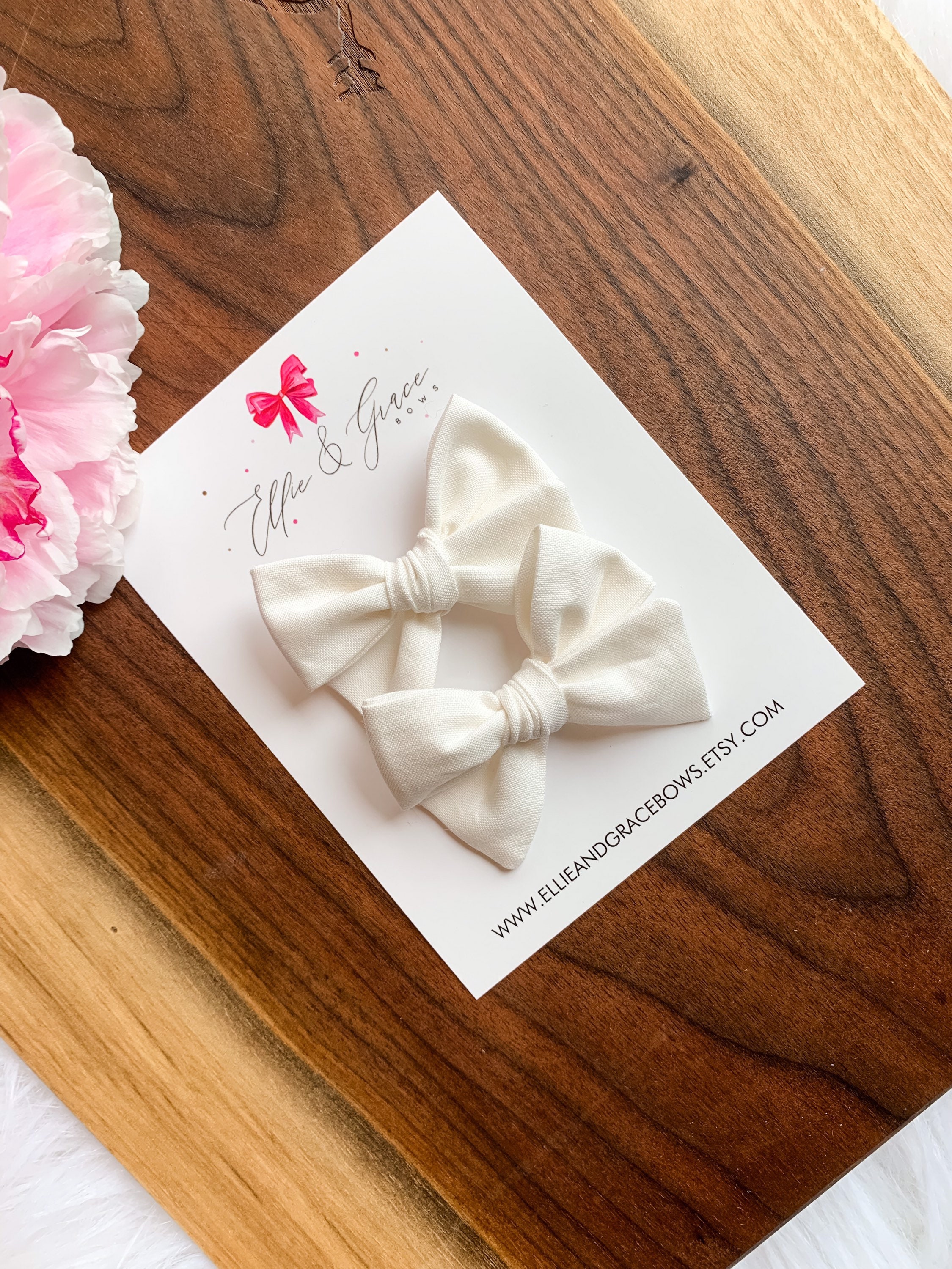 Cream Cotton Fabric Pigtail Bow Set Bows for Girls - Etsy Canada