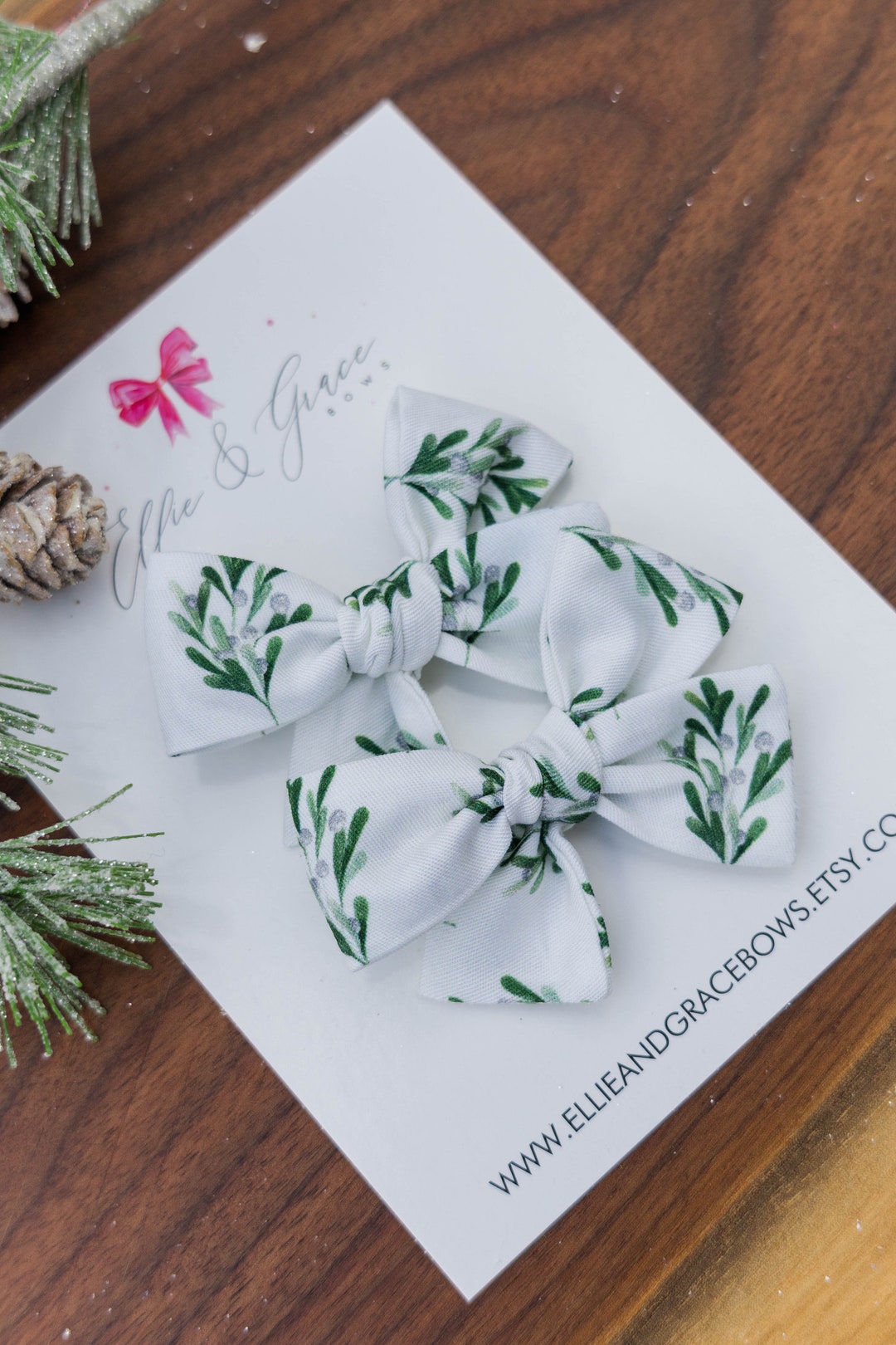Mistletoe Hair Bows - Christmas Outfit - Pigtail Bow Set - Etsy