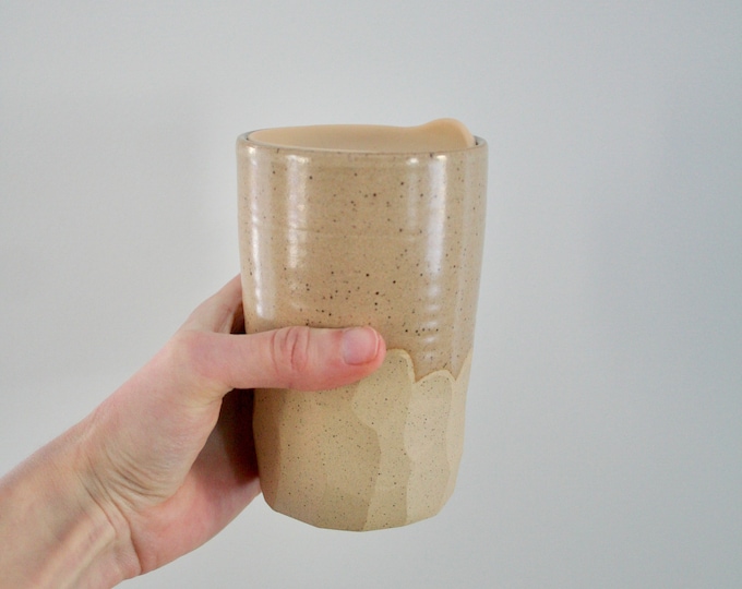 Handmade Pottery Travel Mug Speckled White Pottery Mug - Etsy