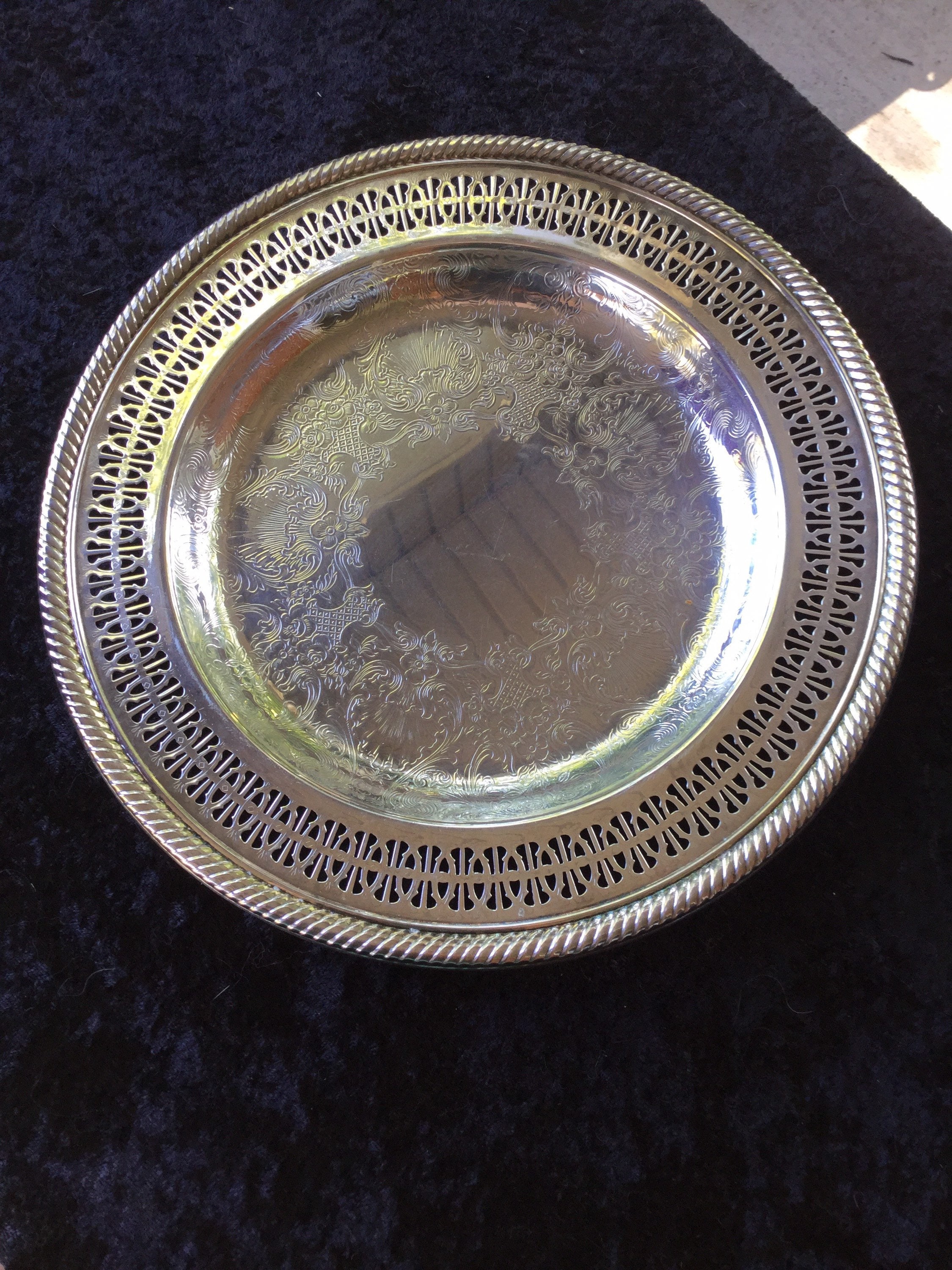 Silver Cake Tray Round Silver Tray With Rim Wedding Supply | Etsy