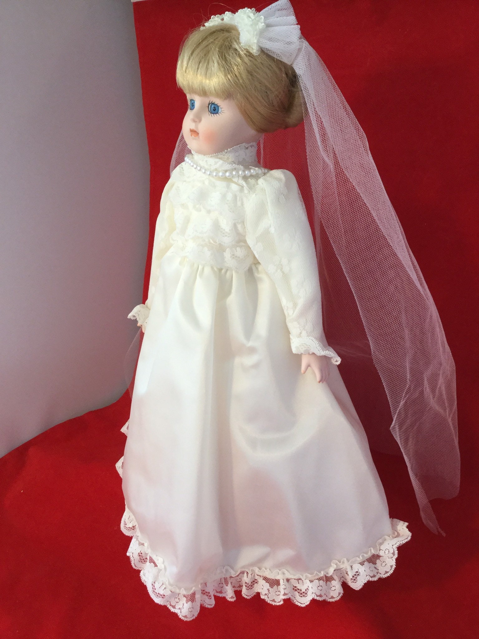 Vintage Bride Doll Porcelain Bride Doll on Stand 16 - Etsy
