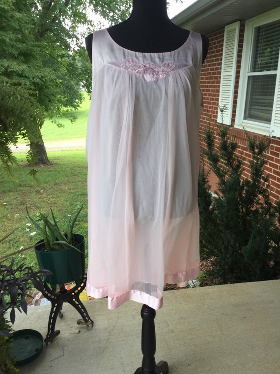 Vintage Pink Negligee with Satin Trim M Gossard Artemis Gown | Etsy