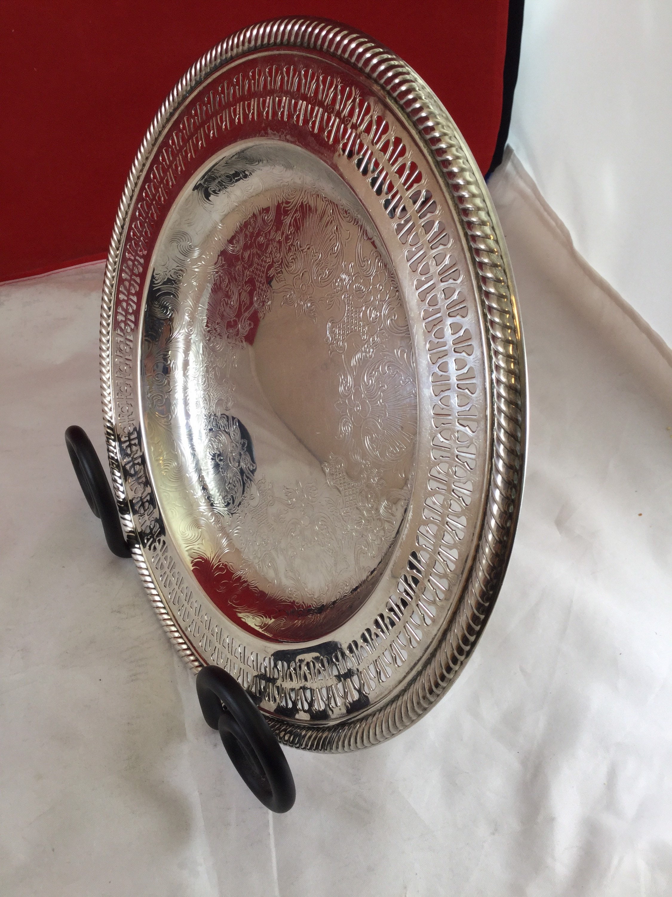 Silver Cake Tray Round Silver Tray With Rim Wedding Supply | Etsy
