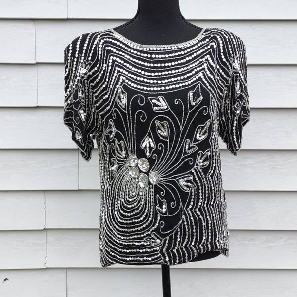 Silver Sequin Blouse - Etsy