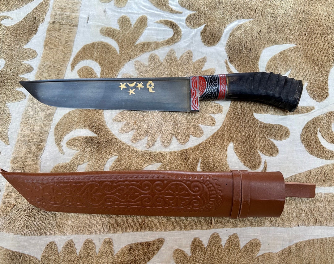 Uzbek National Knife, Chust Region With Case, Uzbek Pichoq, Leather ...