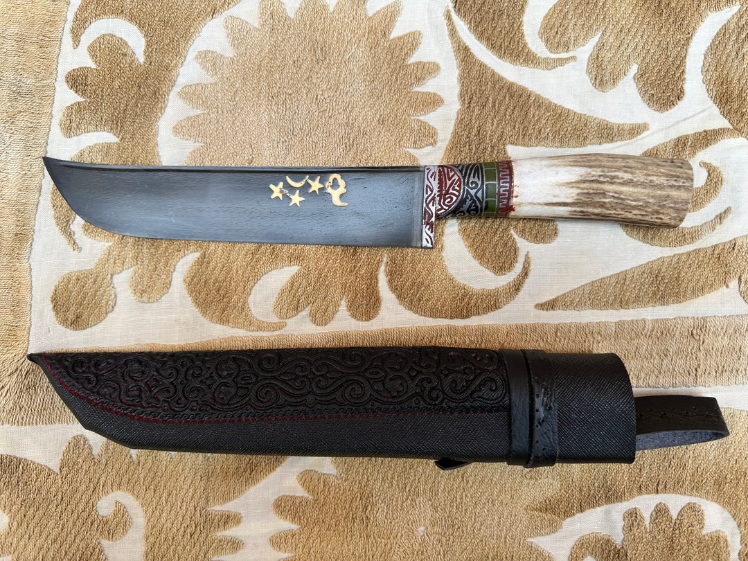 Uzbek National Knife, Chust Region With Case, Uzbek Pichoq, Leather ...