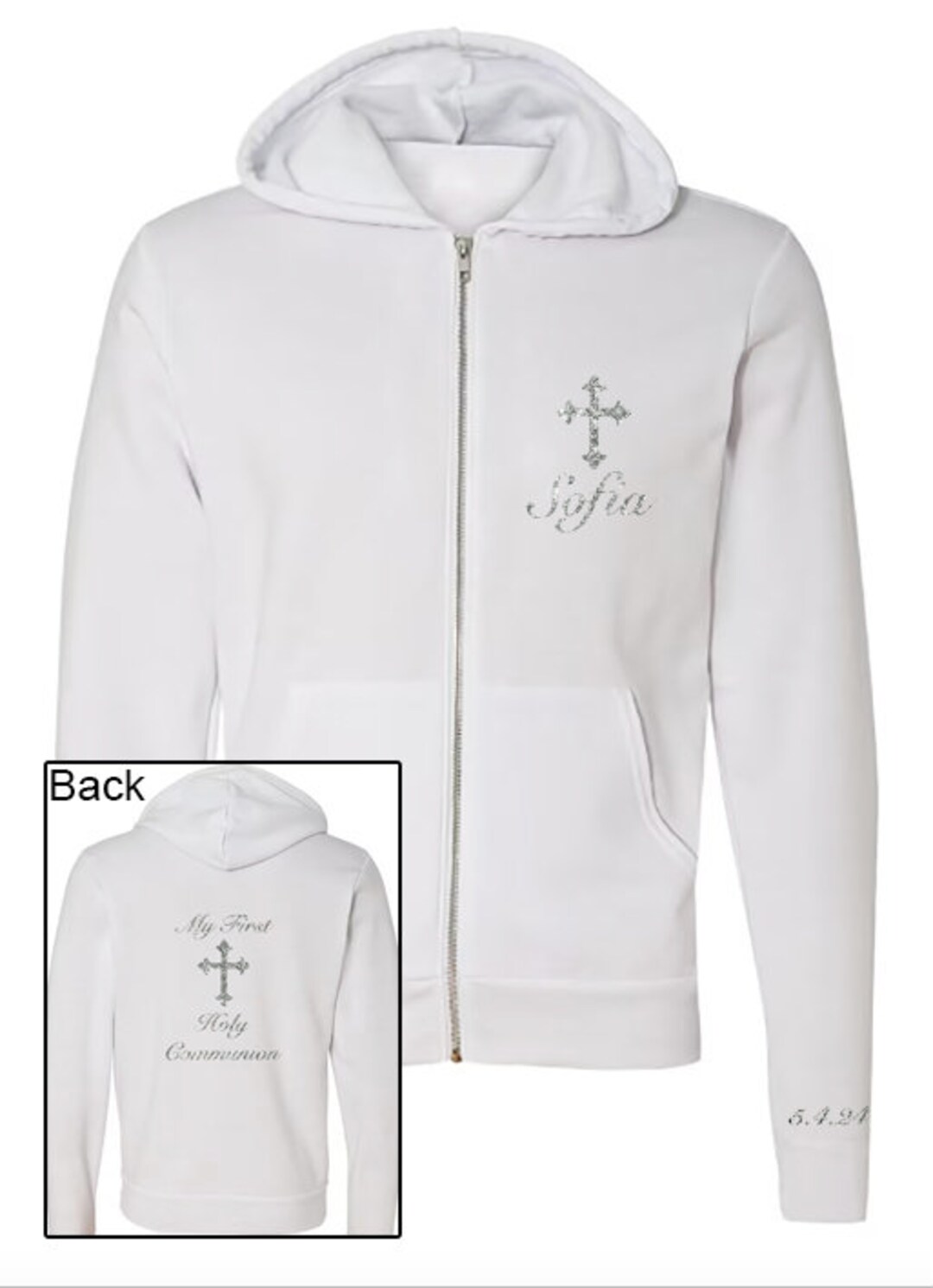 First Holy Communion Girl Gifts Sweatshirt Zip Up, Personalized ...