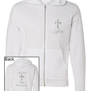 First Holy Communion Girl Gifts Sweatshirt Zip Up, Personalized ...