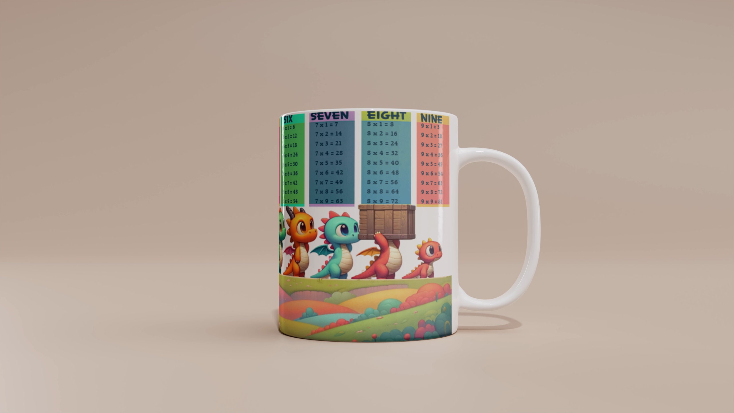 Dragon Multiplication Table Mug: Fun Educational Ceramic Cup, 11oz - Etsy