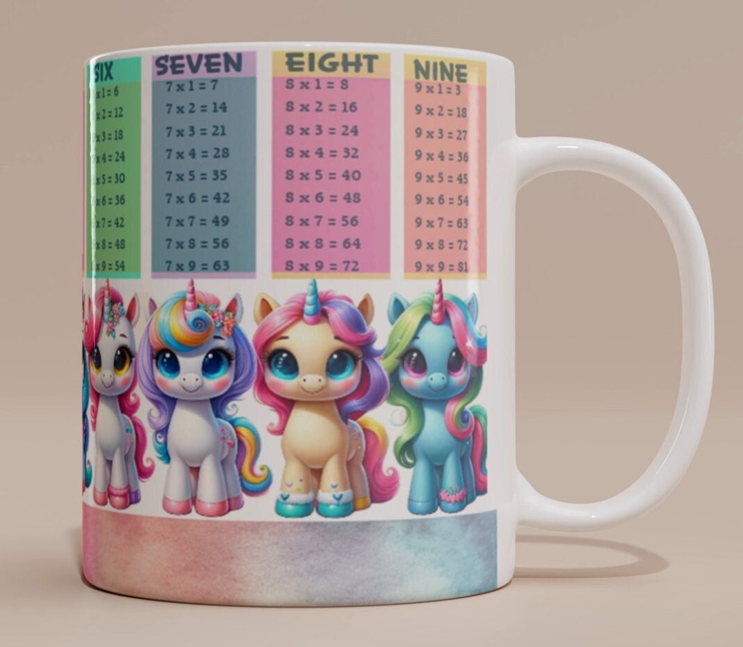 Unicorn Multiplication Table Mug: Kids' Educational Ceramic Cup - Etsy