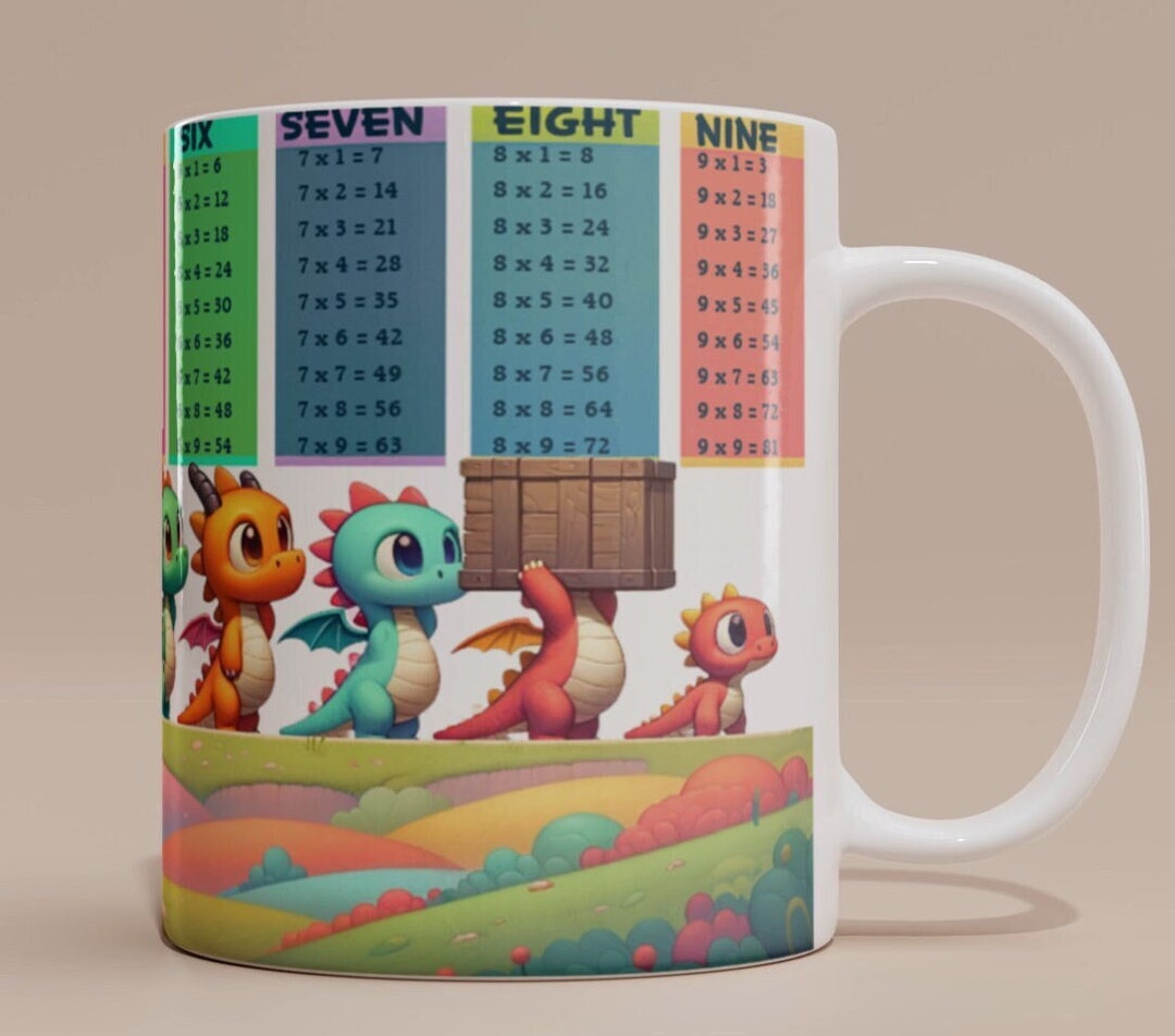 Dragon Multiplication Table Mug: Fun Educational Ceramic Cup, 11oz - Etsy