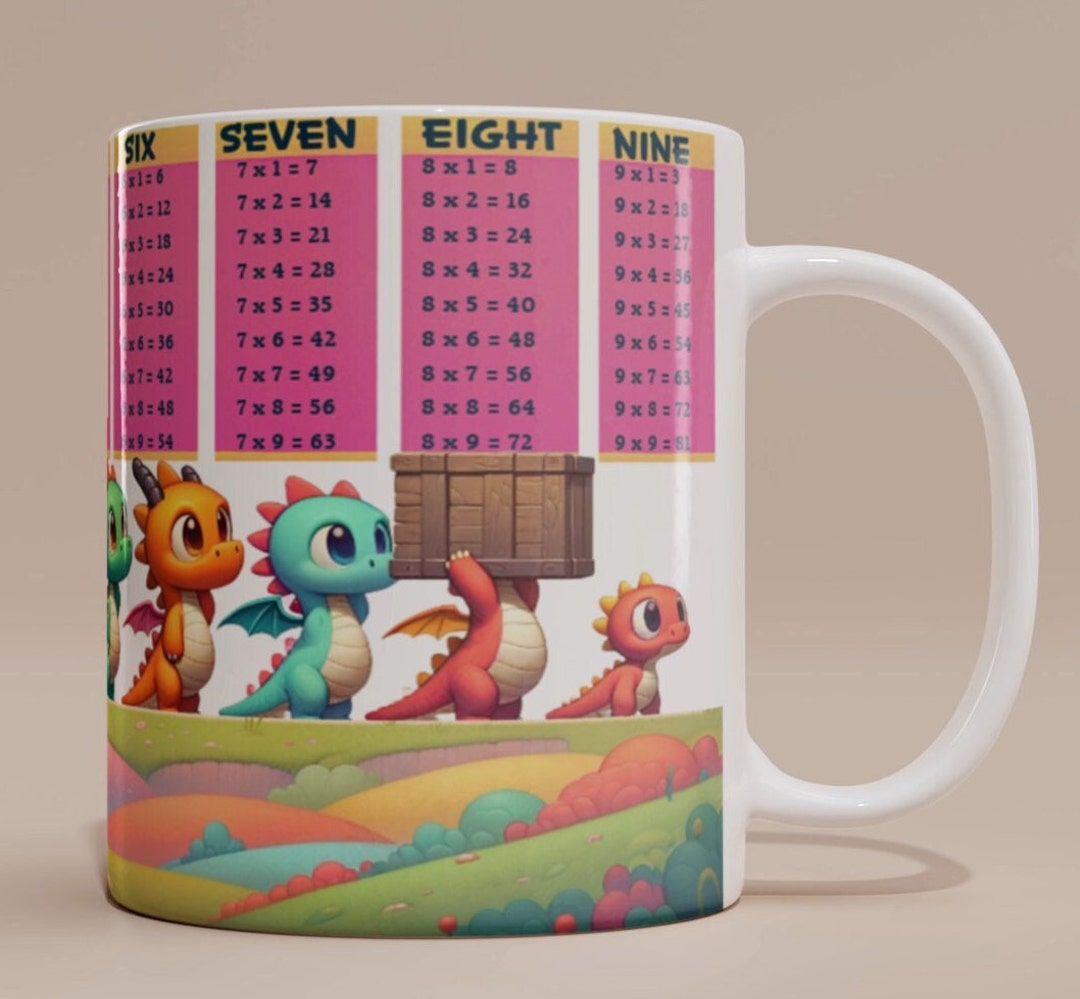 Kids Dragon Multiplication Mug: Fun Educational Number Practice Cup - Etsy