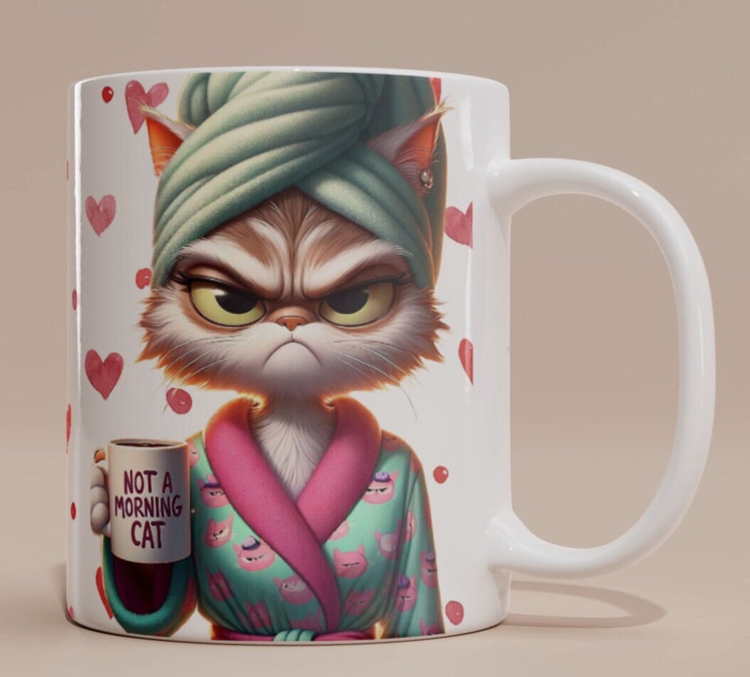 Personalized Cute Female Cat Mug, Cat Love Mug, Animal Mug, Gift for ...