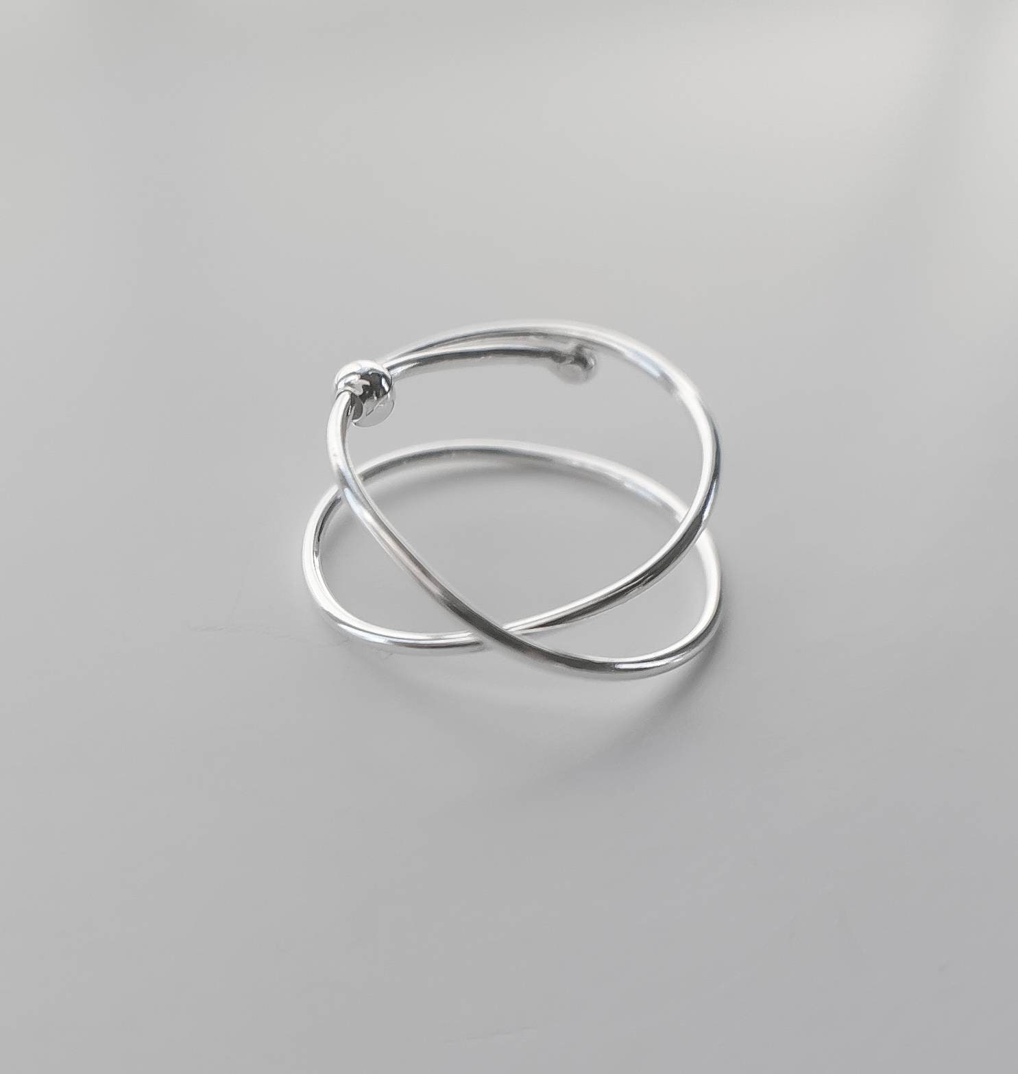 Silver Crossover Ring, Fidget Ring, Adjustable Thumb Ring, Wrap Ring ...