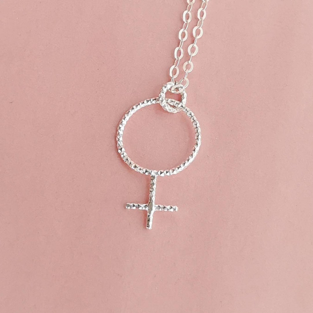 Female Symbol Necklace, 925 Sterling Silver, Venus Charm Necklace ...