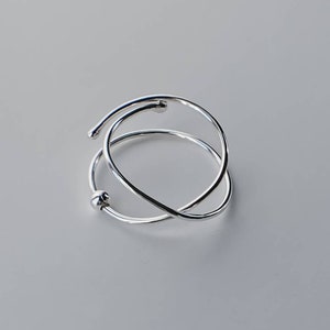 Silver Crossover Ring, Fidget Ring, Adjustable Thumb Ring, Wrap Ring ...