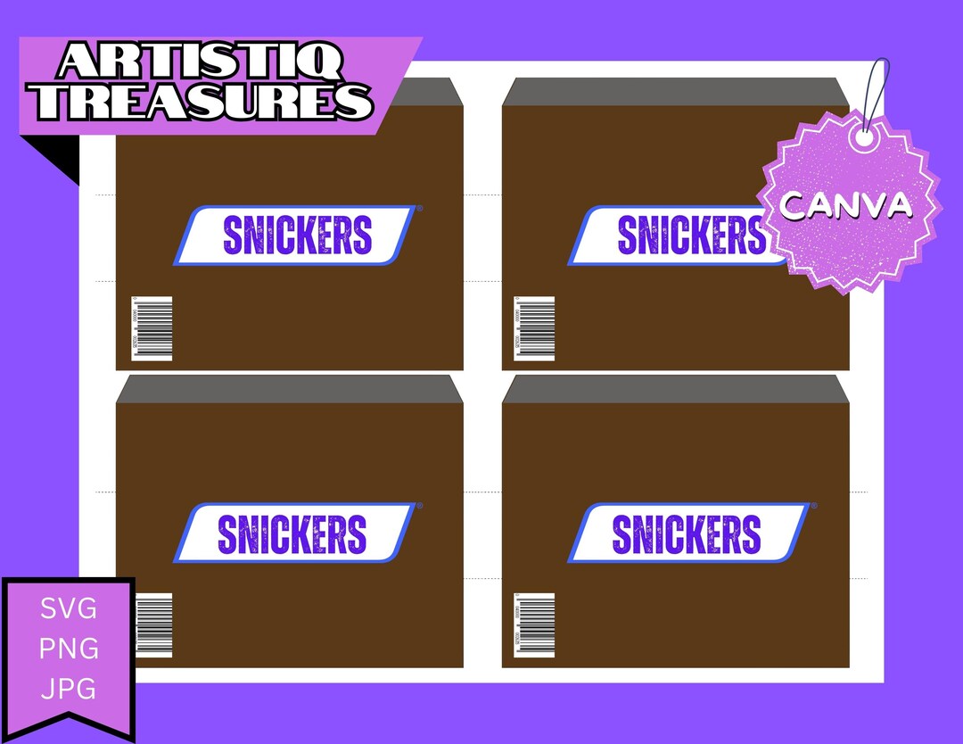 Customizable Snickers Snack Template W/logo - Etsy