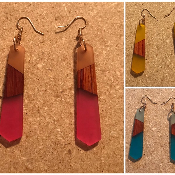Wood Resin Earrings - Etsy