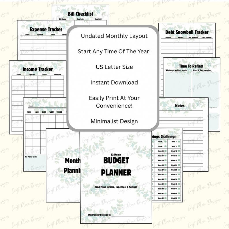 Printable Budget Planner Undated Instant Download, Minimalist Design ...