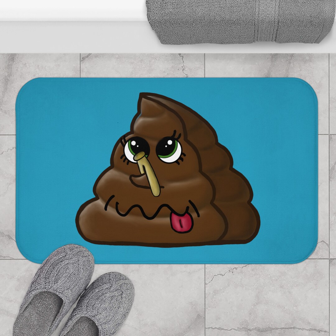 Poop Emoji Funny Cute Big Eyes Bath Mat Turquoise - Etsy