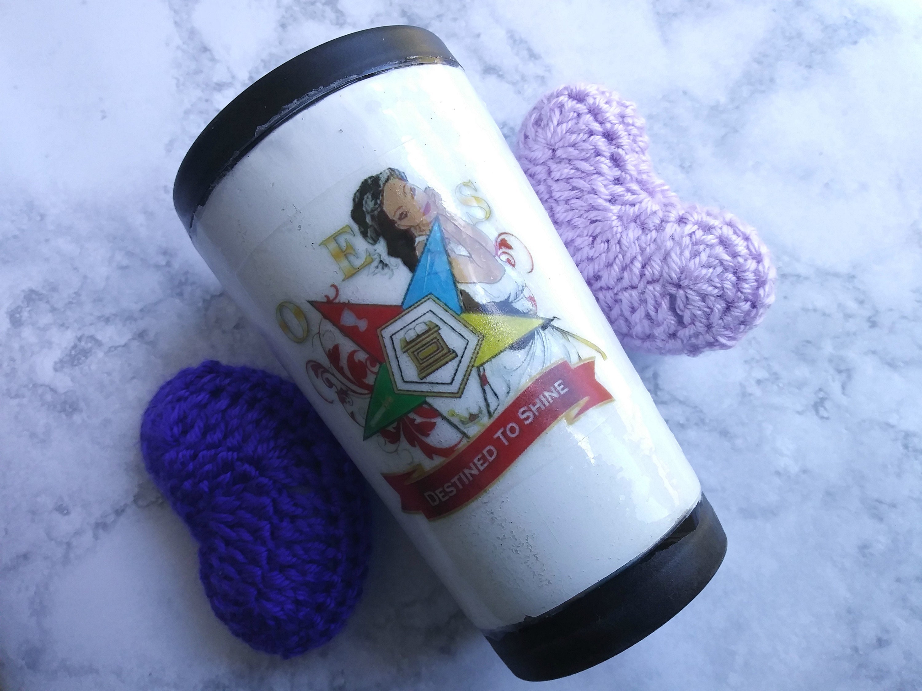 12oz OES Stainless Steel Tumbler White Glitter Tumbler Organizational ...