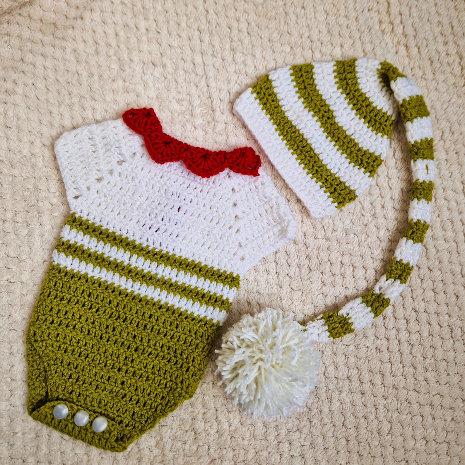 Crochet Christmas Elf Romper and Hat Pattern, Newborn to 3 Months (PDF ...