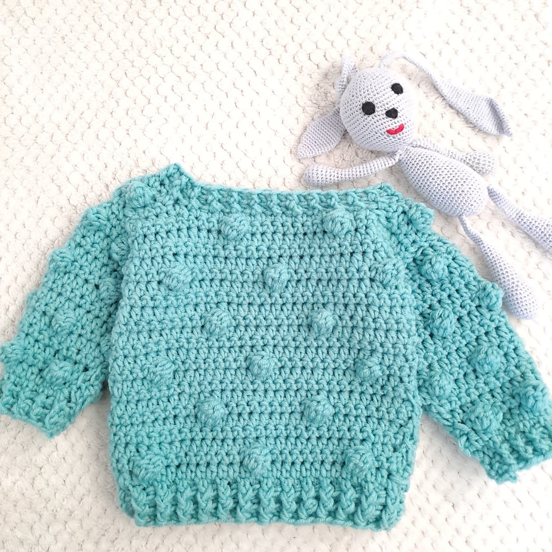 NOT AI - Crochet Baby Sweater Pattern: Unisex Bobble Jumper (PDF ...