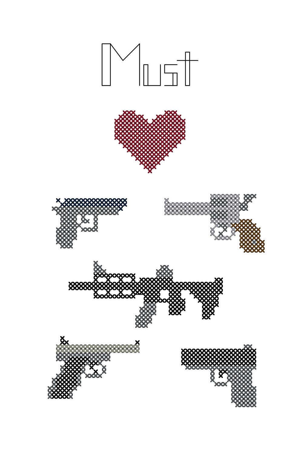 Must Love Guns Cross-stitch Pattern Digital Download Chart - Etsy