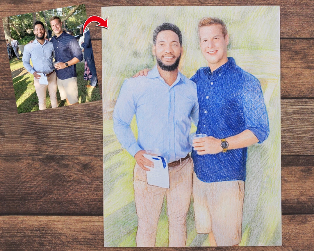 Custom Portrait From Photo, Boyfriend Gift, Gift for Him, Personalized ...